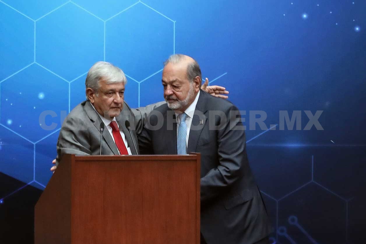 Los saludos y abrazos de AMLO y Slim