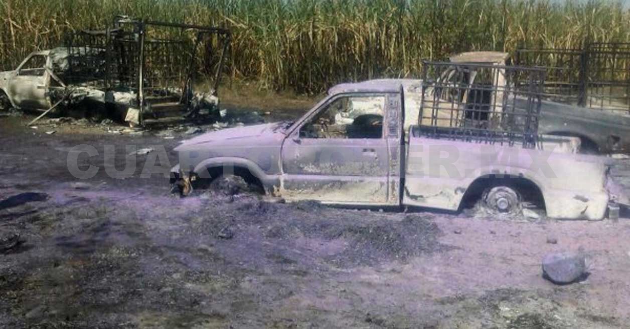 Hallan tres cuerpos calcinados en carretera